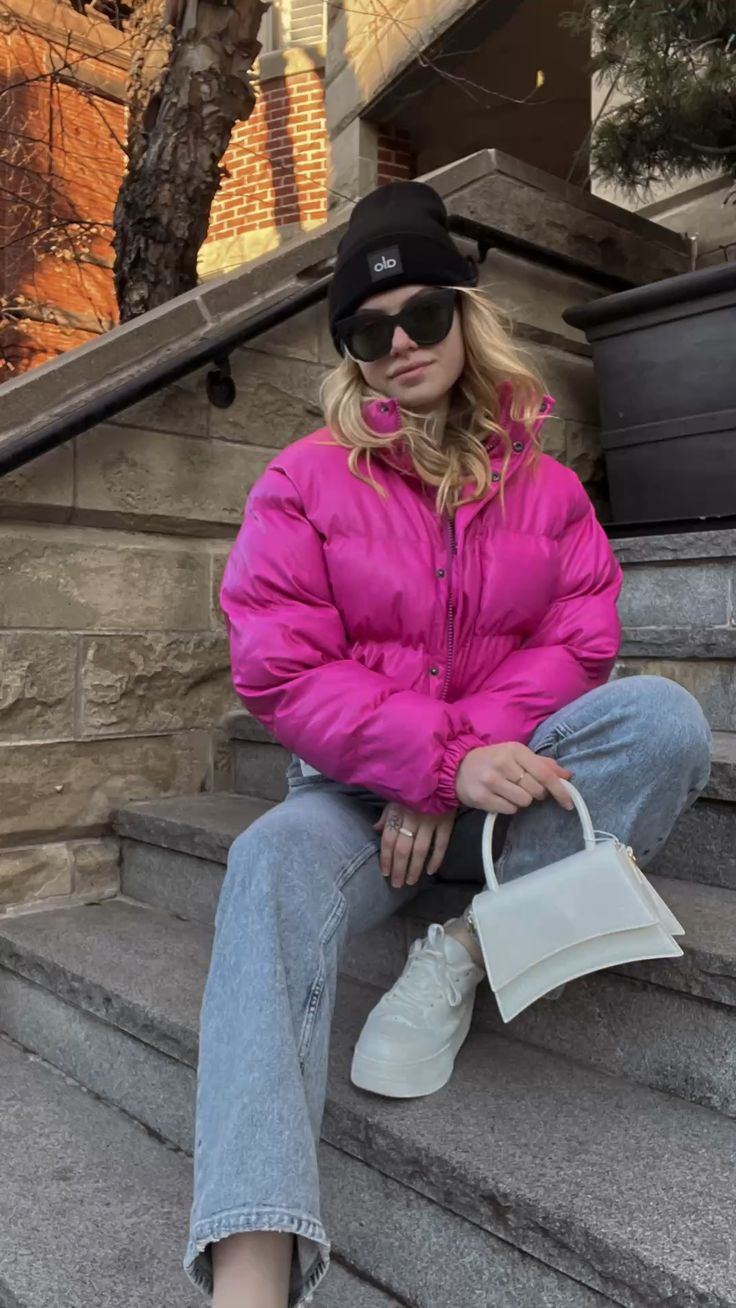 How To Wear A Pink Puffer Jacket This Winter 2024